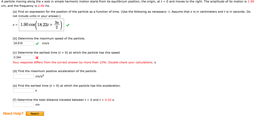 Solved A particle moving along the x axis in simple harmonic | Chegg.com