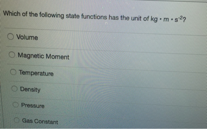 Solved Which of the following state functions has the unit | Chegg.com