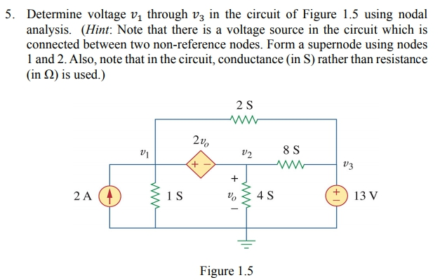 Solved 5. Determine voltage v through v3 in the circuit of | Chegg.com