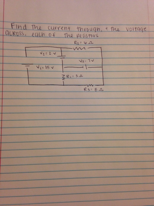 Solved Find the current through the voltage across, each of | Chegg.com