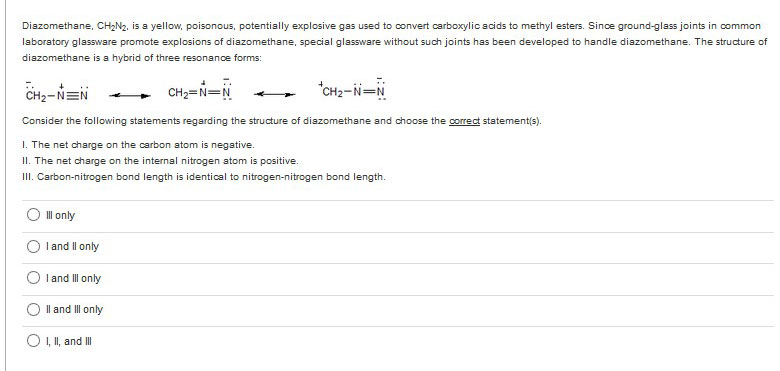 Solved Diazomethane, CH_2 N_2, is 3 yellow, poisonous, | Chegg.com