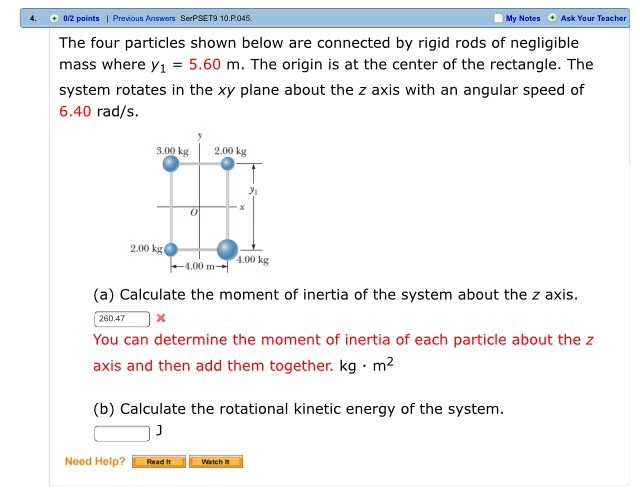 Solved The four particles shown below are connected by rigid | Chegg.com