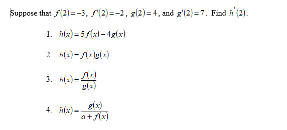 Solved Suppose that .八2-4, f"(2)--2 , g(2)-4, and g'(2) = 7· | Chegg.com