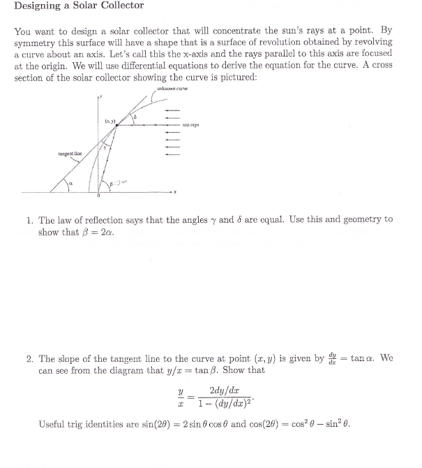 Solved Designing a Solar Collector You want to design a | Chegg.com