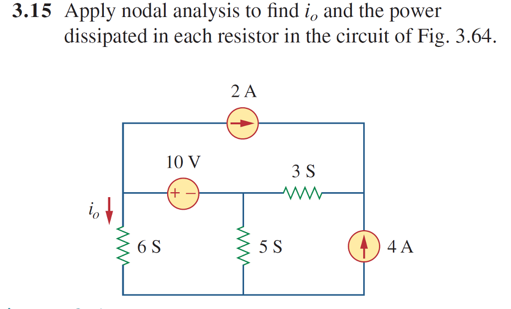 Solved Apply nodal analysis to find i_o and the power | Chegg.com