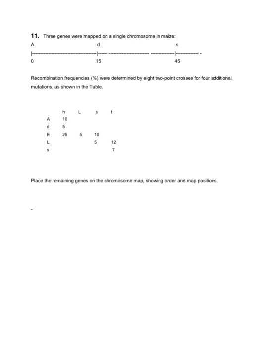 Solved Three genes were mapped on a single chromosome in | Chegg.com