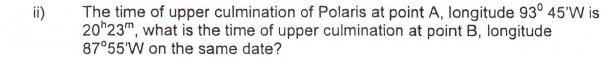 Solved The time of upper culmination of Polaris at point A, | Chegg.com
