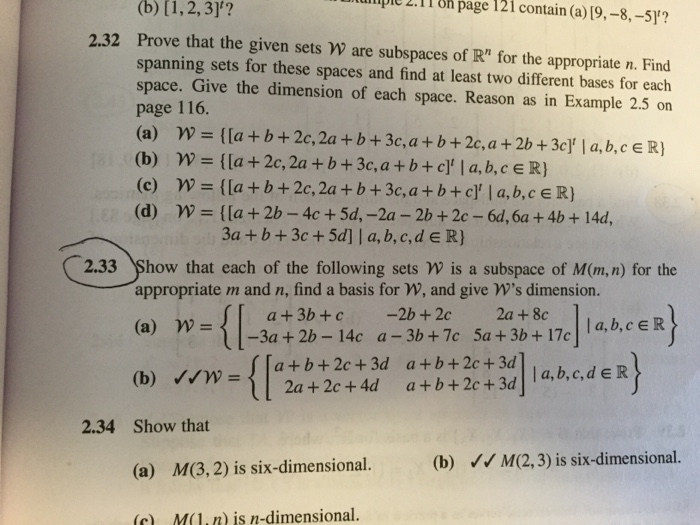 Solved Prove that the given sets W are subspaces of R^n for | Chegg.com
