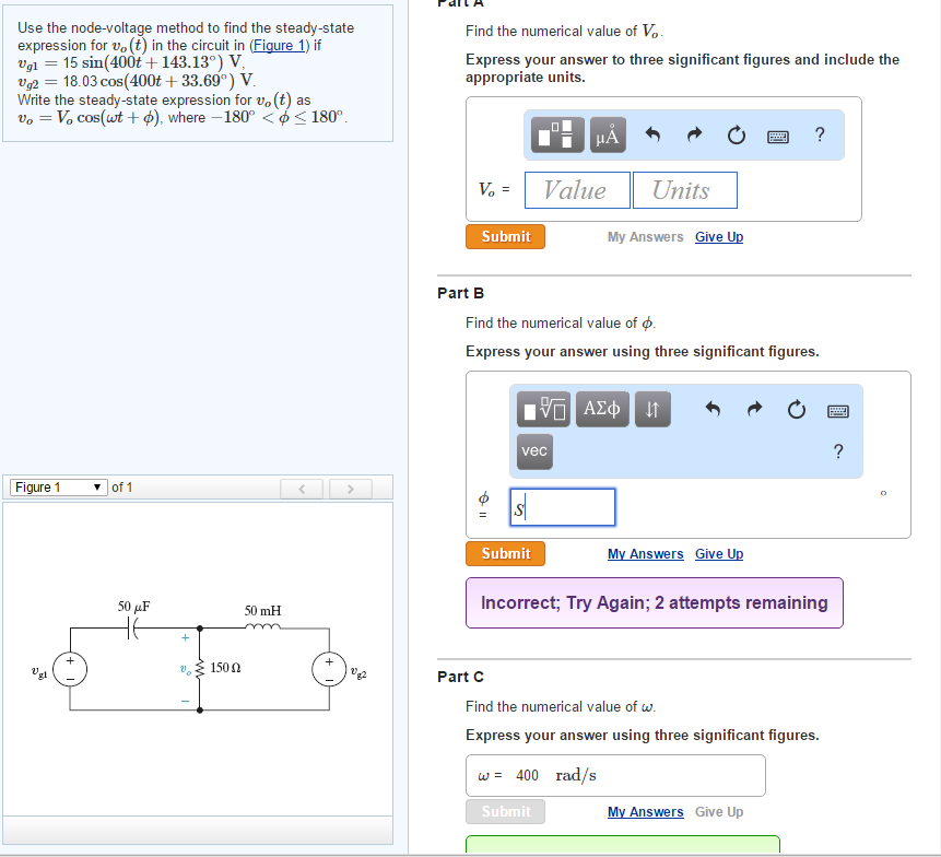 Solved Use the node-voltage method to find the steady-state | Chegg.com