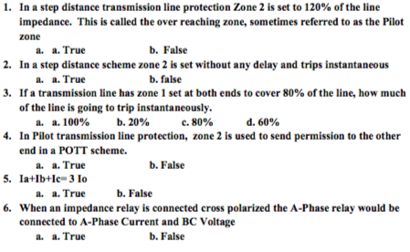 Solved I. In a step distance transmission line protection | Chegg.com