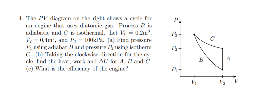 Solved 4. The PV diagram on the right shows a cycle for an | Chegg.com