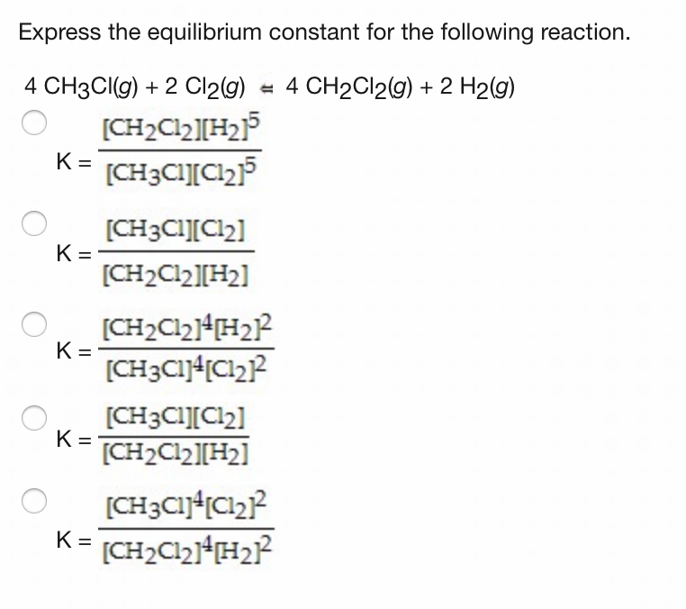Solved Express the equilibrium constant for the following | Chegg.com Solved Express the equilibrium constant for the following | Chegg.com