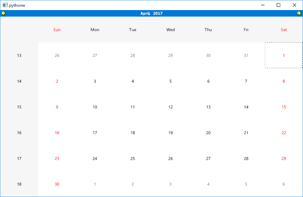 [PySide] change location of date in QCalendarWidget | Chegg.com