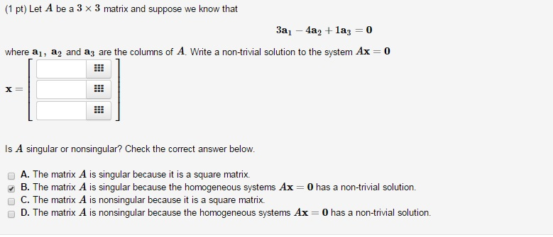 Solved Let A be a 3 x 3 matrix and suppose we know that 3a1 | Chegg.com