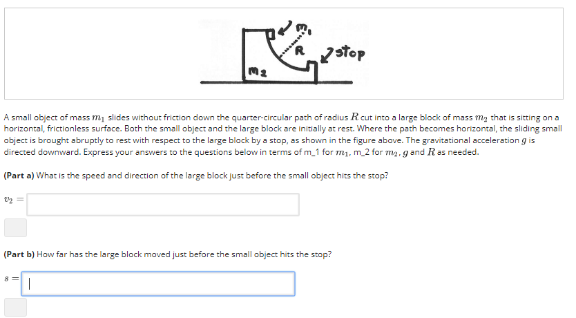 Solved Ma A small object of mass mi slides without friction | Chegg.com