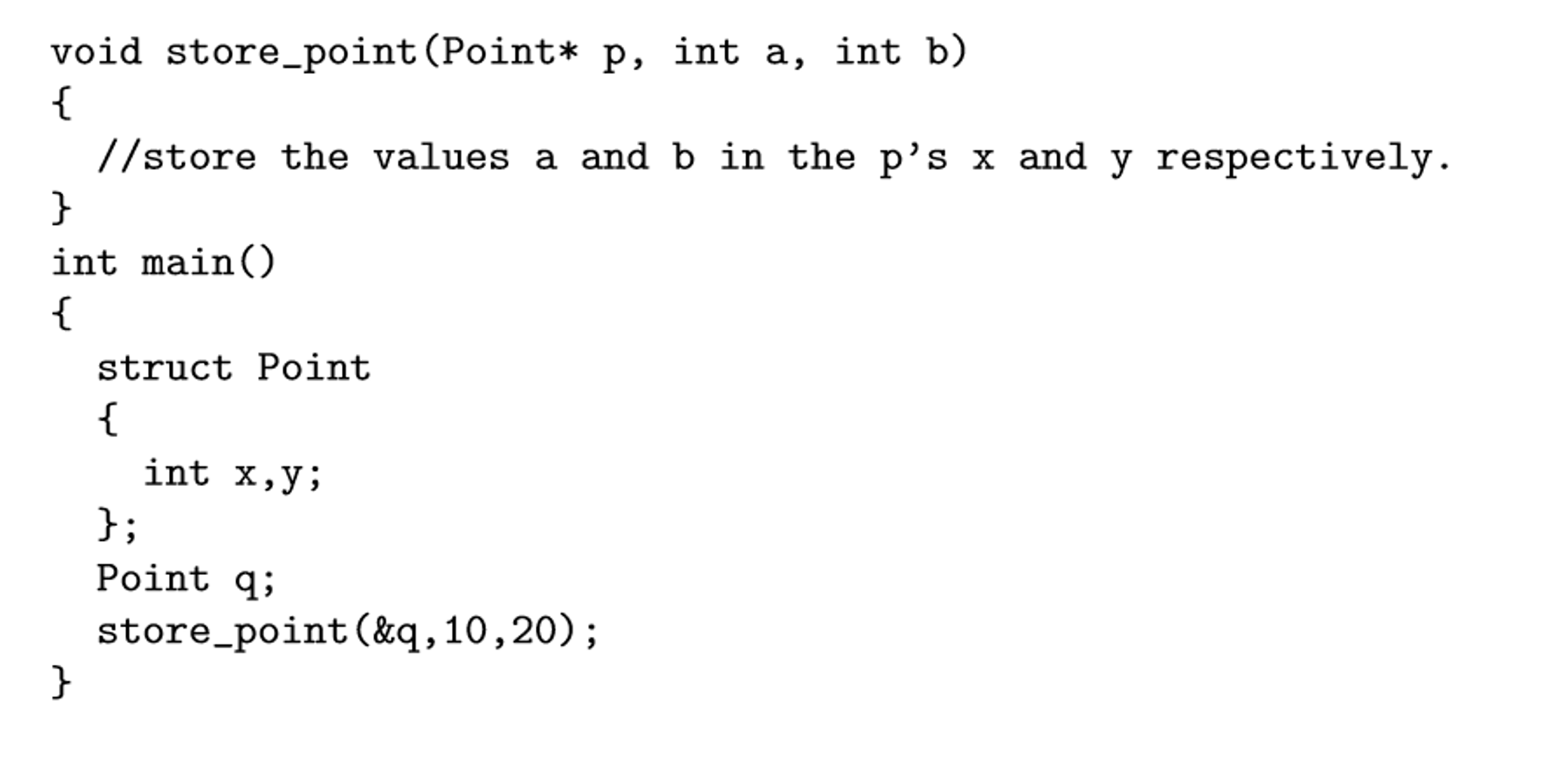 Solved Implement the store_point function below: void | Chegg.com