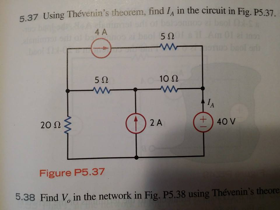 Solved 5.37 Using Thevenin's theorem, find I A in the | Chegg.com