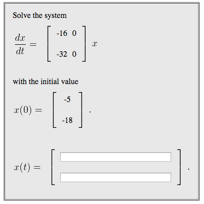 Solved Solve the system dx/dt=[ ] x with the initial value | Chegg.com