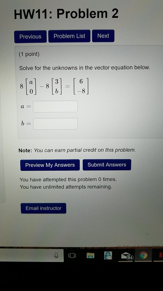 Solved HW11: Problem 2 Previous Problem List Next (1 point) | Chegg.com