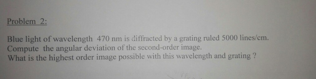 Solved Blue light of wavelength 470 nm is diffracted by a | Chegg.com