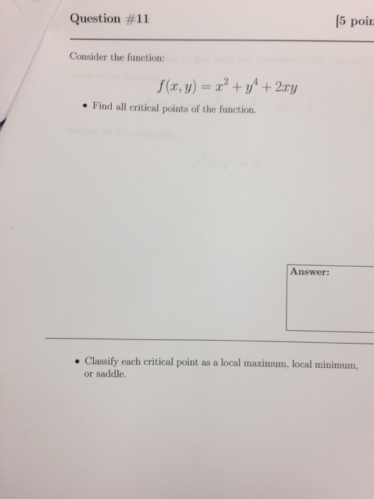 Solved Consider the function: f(x, y) = x^2 + y^4 + 2xy | Chegg.com