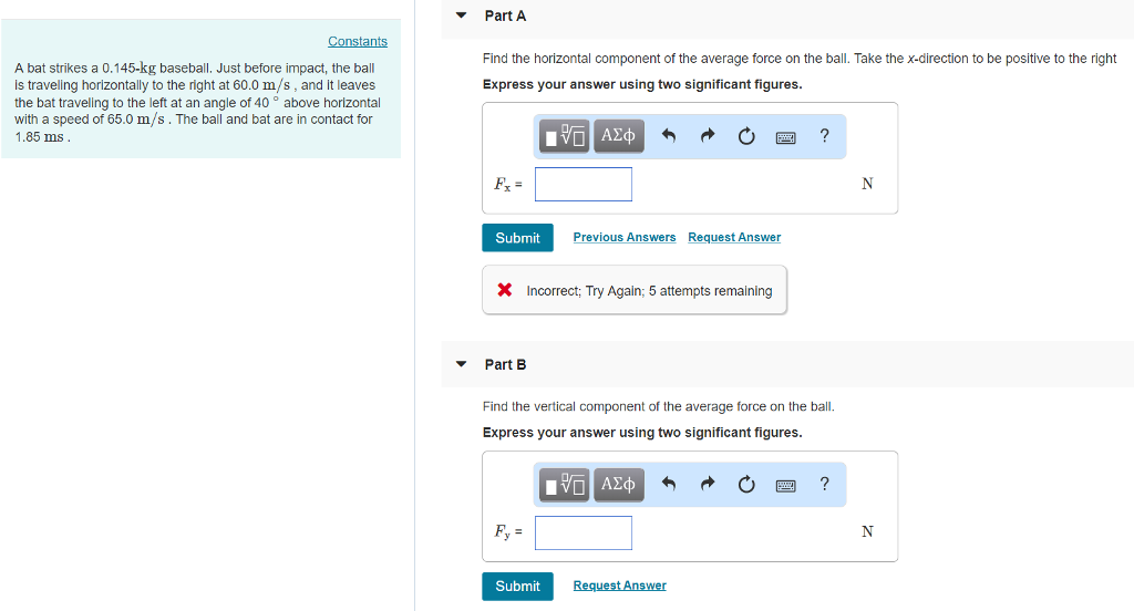Solved ? Part A Constants Find the horizontal component of | Chegg.com