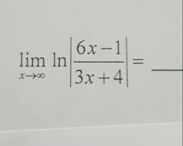 Solved lim_x rightarrow infinity ln|6n - 1/3x + 4| = | Chegg.com