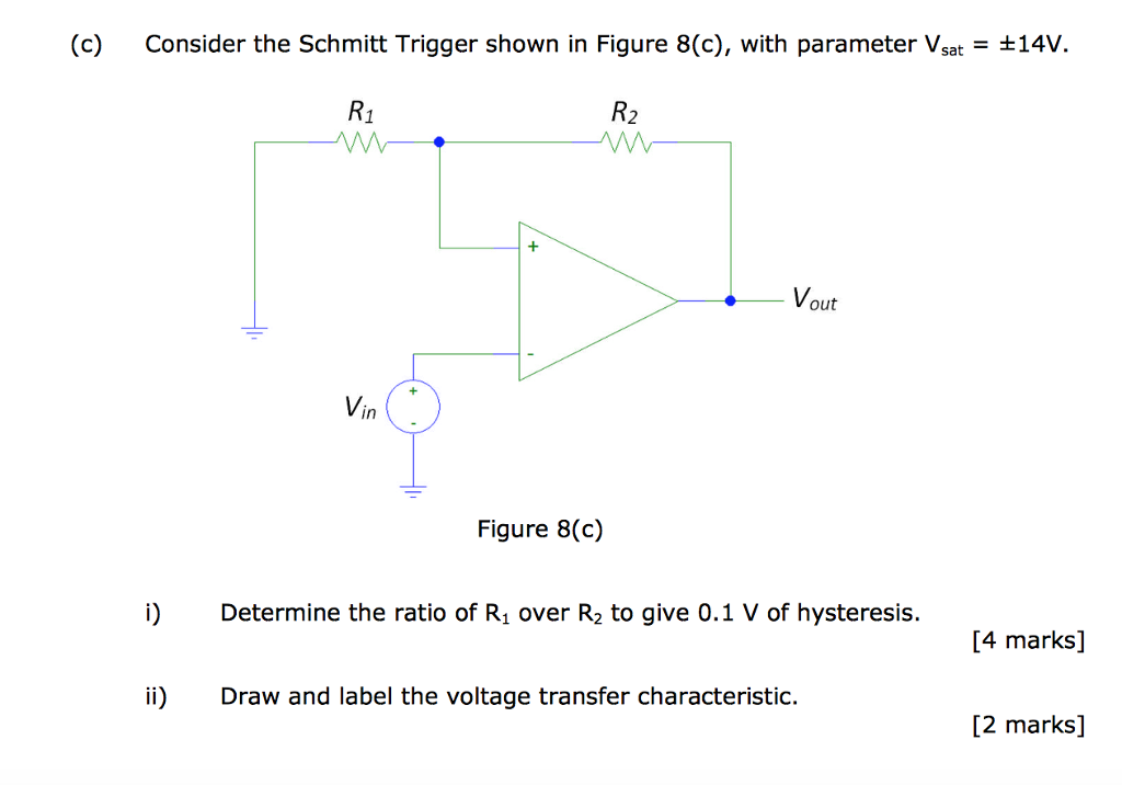 Solved (c) Consider the Schmitt Trigger shown in Figure | Chegg.com