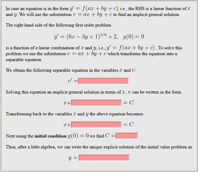 Solved In case an equation is in the form y' = f (ax + by + | Chegg.com