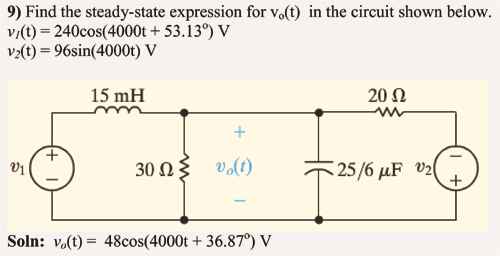Solved Find the steady-state expression for v0(t) in the | Chegg.com