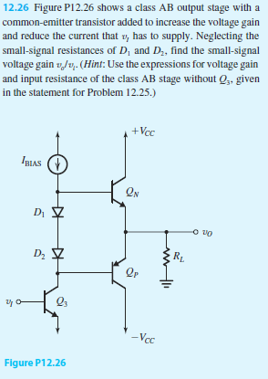 Figure PI 2.26 shows a class AB output stage with a | Chegg.com
