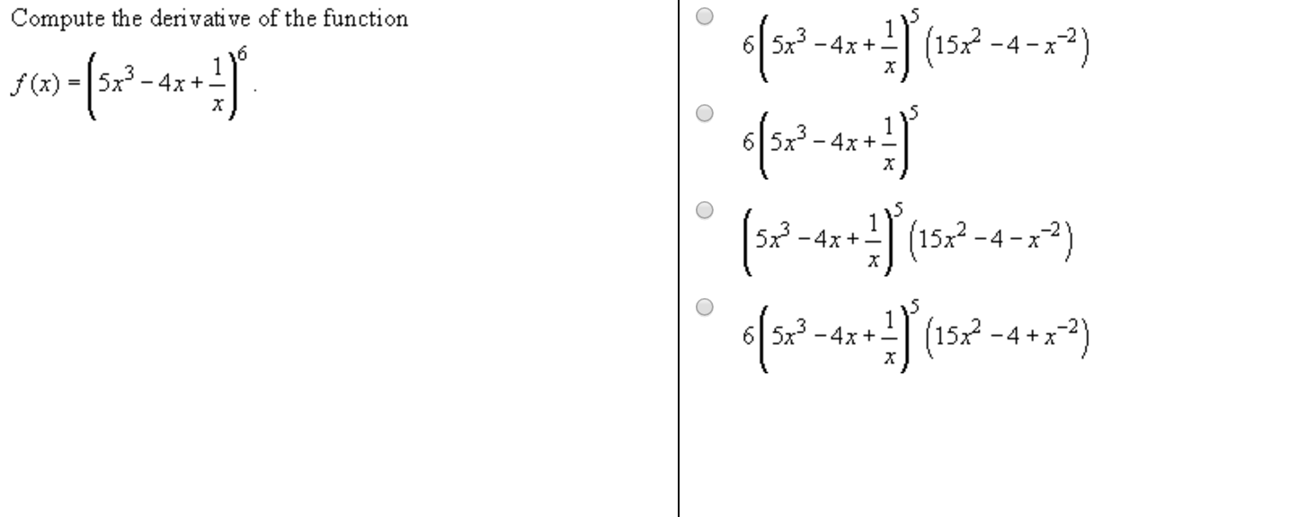 Solved Compute The Derivative Of The Function F X 5x 3