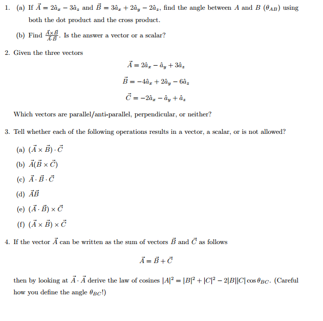Solved 3a. and B 2au 2a find the angle between A and B (6AB) | Chegg.com