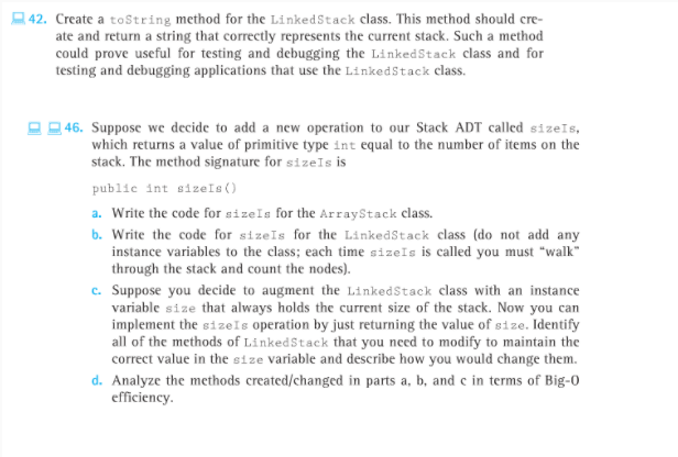 Solved 42 Create A Tostring Method For The Linked Stack
