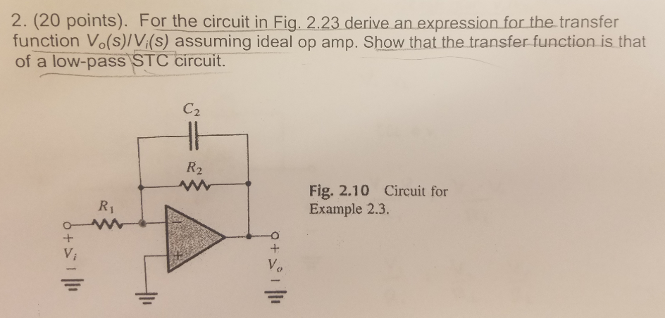 Solved 2. (20 points). For the circuit in Fig. 2.23 derive | Chegg.com