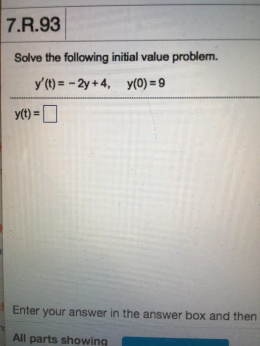 Solved Solve the following initial value problem. y'(t) = | Chegg.com