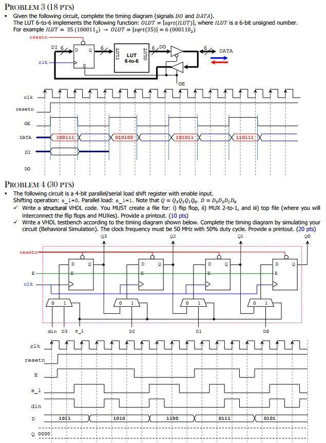 Solved PROBLEM 3 (18 PTS) Given the following circuit, | Chegg.com