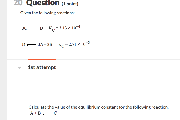 Solved Calculate the value of the equilibrium constant for | Chegg.com