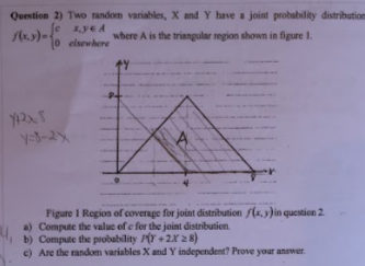 Solved Question 2) Two random variables, X and Y have a | Chegg.com