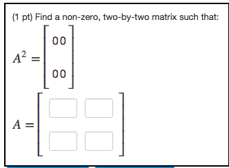 Solved (1 pt) Find a non-zero, two-by-two matrix such that: | Chegg.com