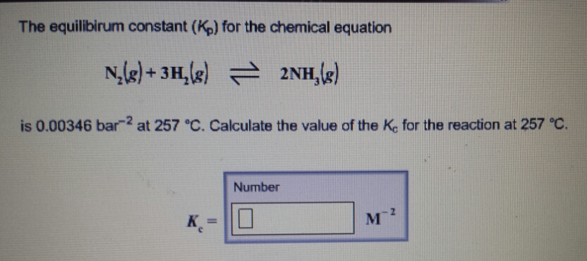 Solved The equilibrium constant (Kp) for the chemical | Chegg.com