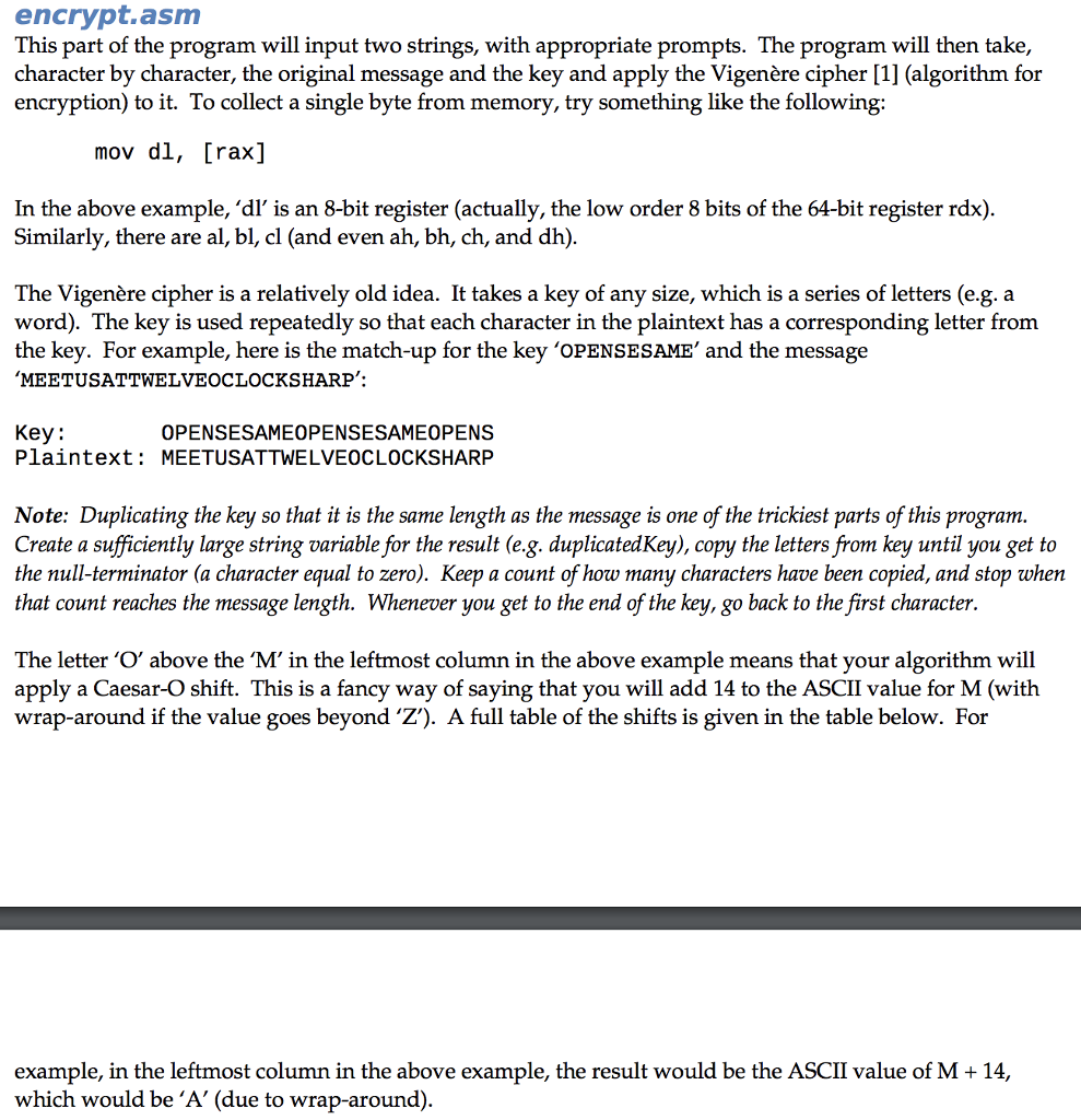 encrypt.asm This part of the program will input two | Chegg.com