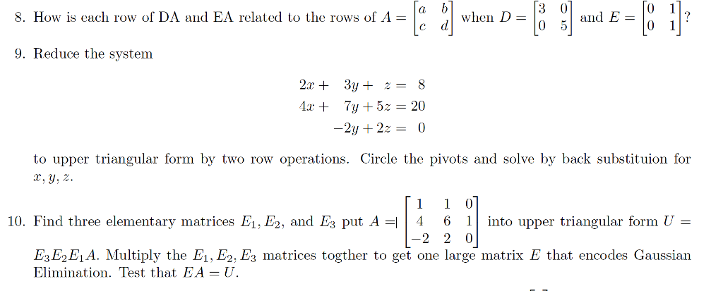 Solved C0 8. How is cach row of DA and EA rclated to the | Chegg.com