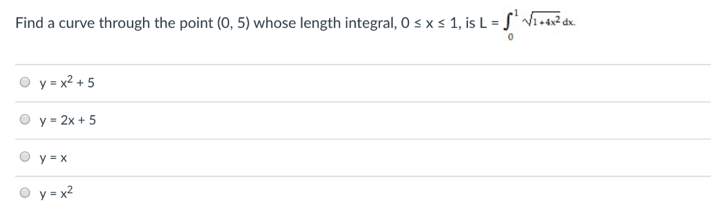 Solved Find a curve through the point (0, 5) whose length | Chegg.com