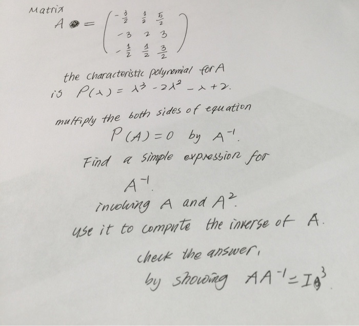 Solved Matrix A 3 2 3 1 2 1 2 2 1 2 5 2 3 3 2 The