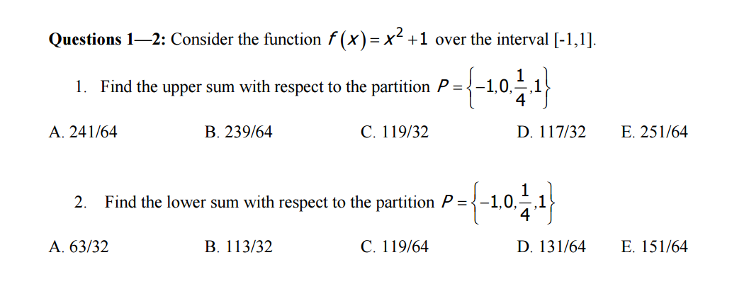 Solved Consider the function f(x) = x^2 +1 over the interval | Chegg.com
