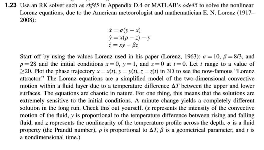 Solved 1.23 Use an RK solver such as rkf45 in Appendix D.4 | Chegg.com