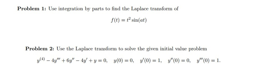 Solved Problem 1: Use integration by parts to find the | Chegg.com