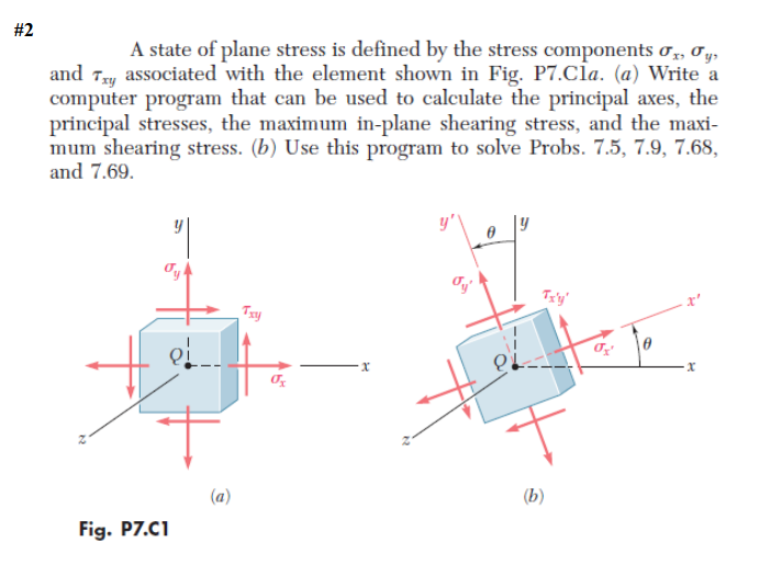 Solved #2 A state of plane stress is defined by the stress | Chegg.com