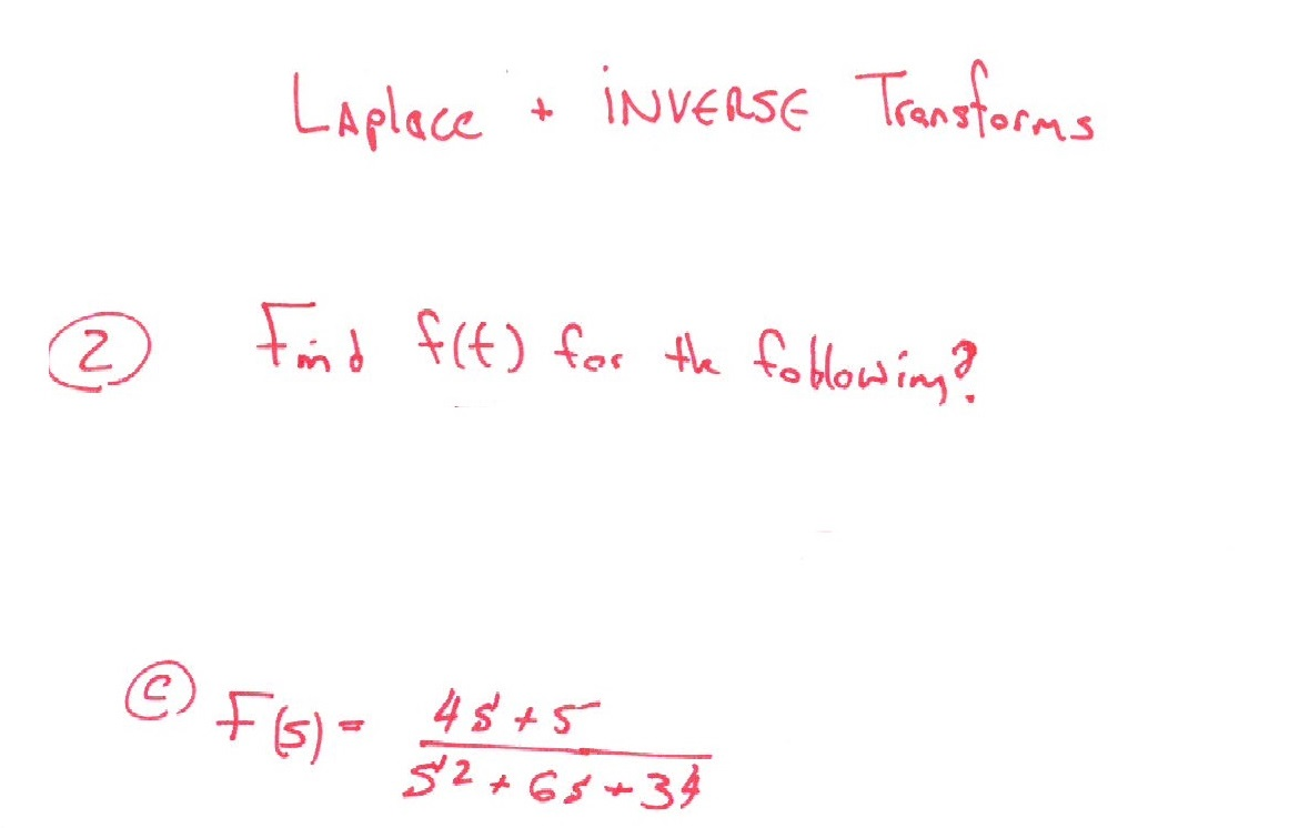 Solved Laplace + Inverse Transforms Find f (t) for the | Chegg.com